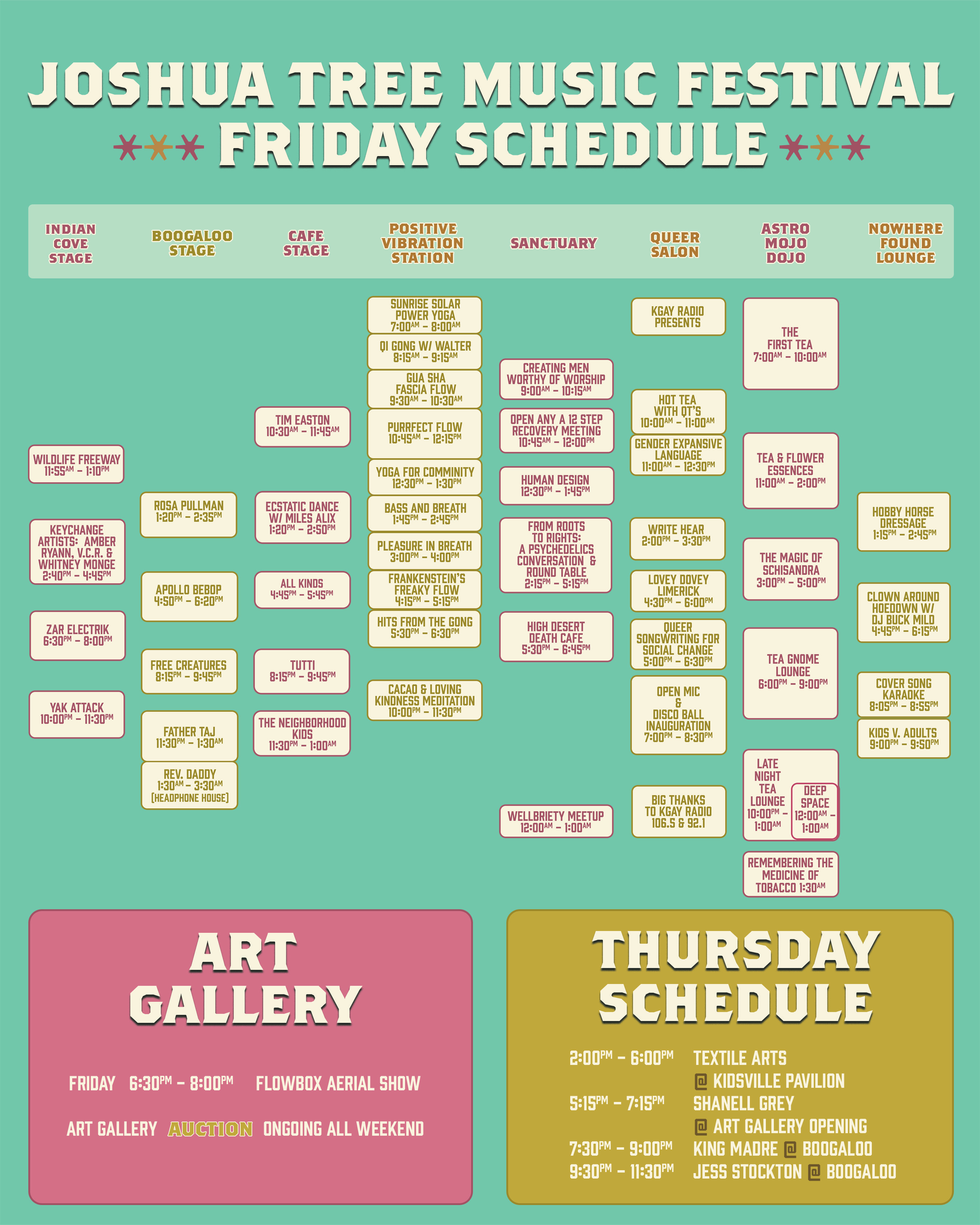 Daily Schedule is here! - Joshua Tree Music Festival