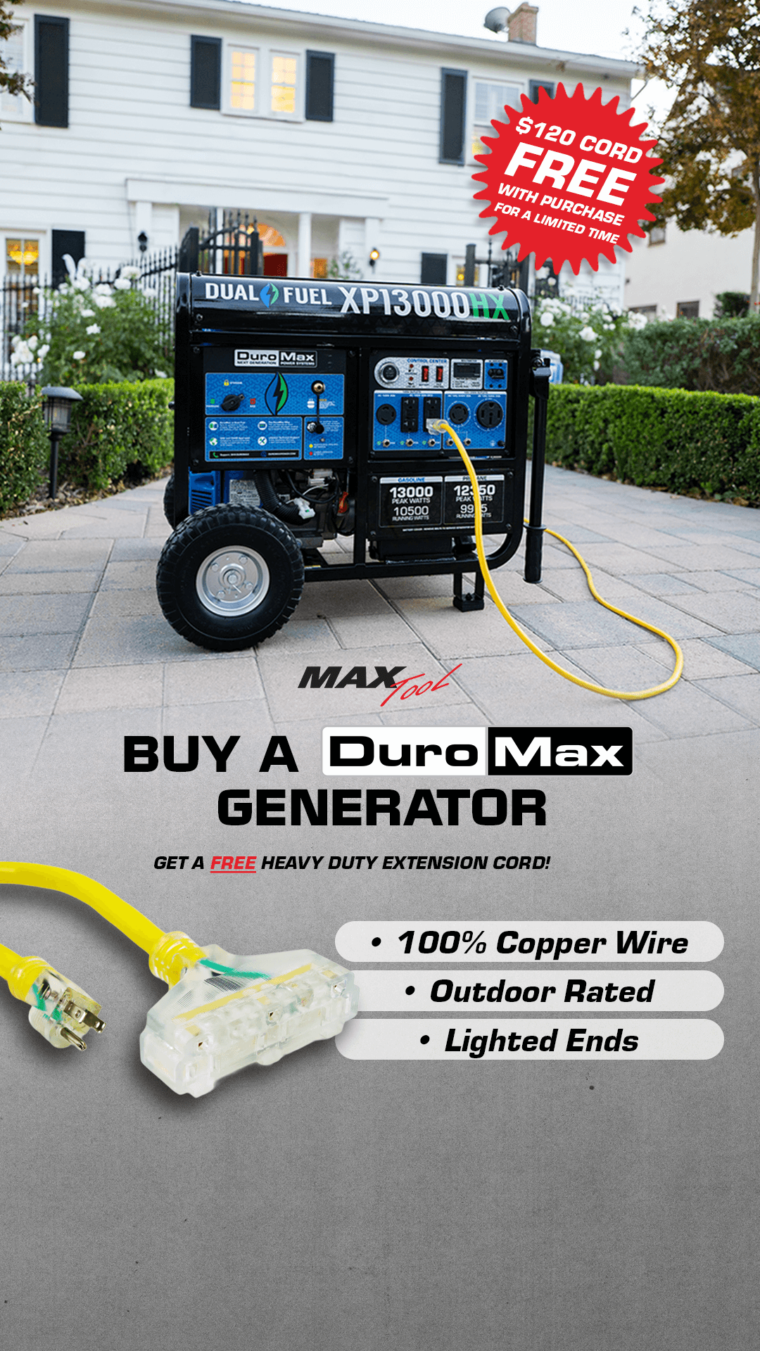 Buy A DuroMax Generator & Get A FREE Extension Cord 🔌 - MaxTool